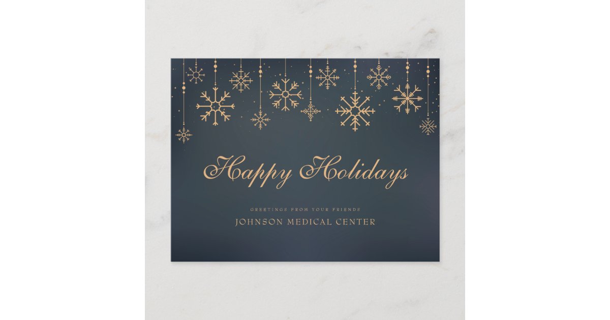 Modern Snowflakes Medical Happy Holiday Greetings Postcard | Zazzle