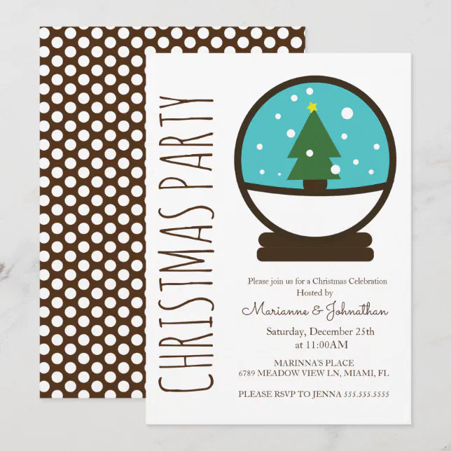 Modern Snowglobe Christmas Holiday Party Invitation | Zazzle
