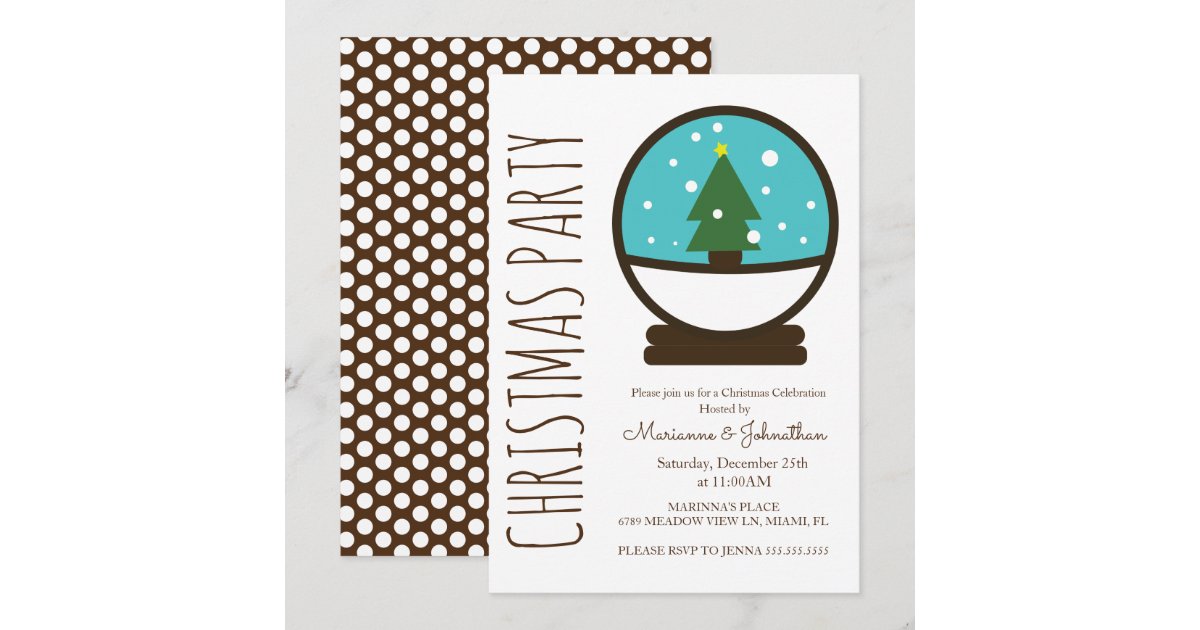 Modern Snowglobe Christmas Holiday Party Invitation | Zazzle