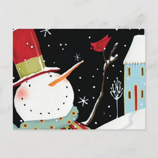 Modern Snowmen Winter Home Postcard | Zazzle