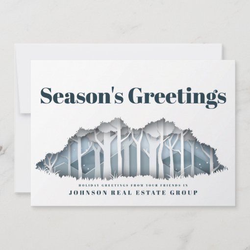 Modern Snowy Winter Scene | Season's Greetings Holiday Card | Zazzle