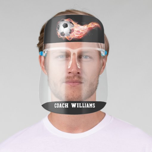 Modern Soccer Coach Face Shield | Zazzle