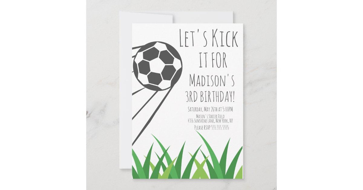 Modern Soccer Party Birthday Sports Ball Invitation | Zazzle