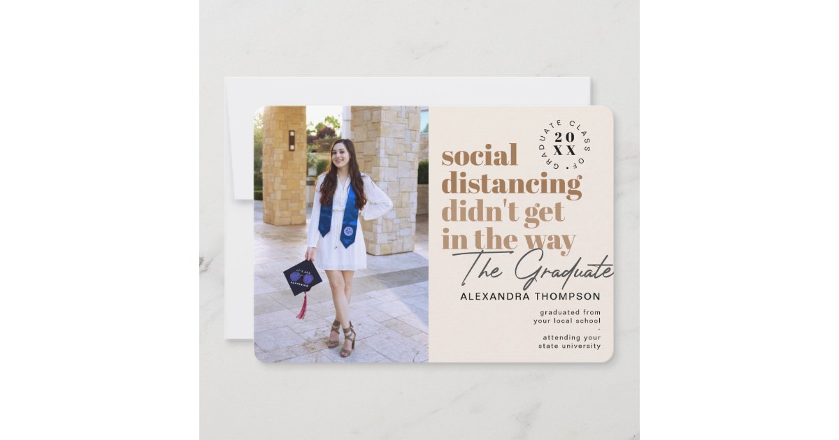 Modern Social Distancing Covid Photo Graduation Announcement | Zazzle
