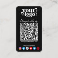 Modern Social Media Icons Connect QR Code Black Business Card | Zazzle