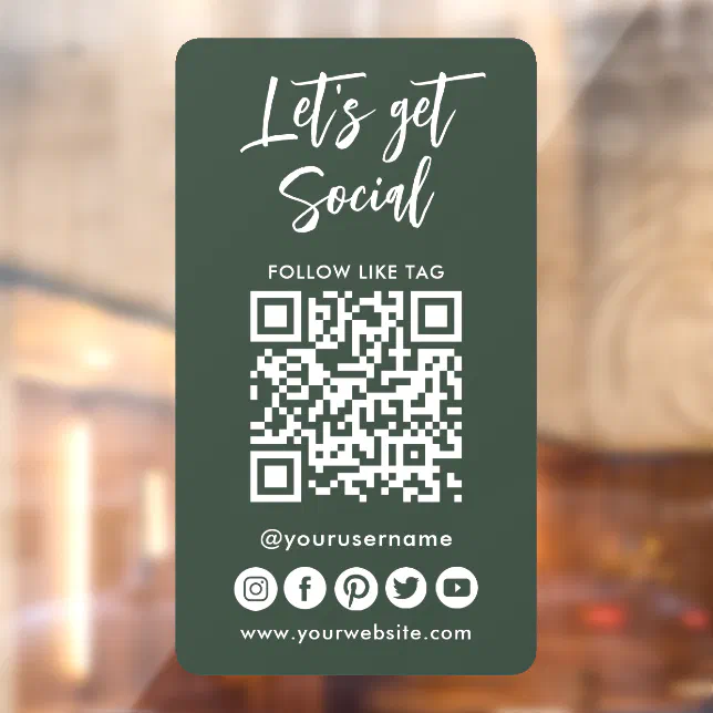 Modern Social Media QR Code Connect With Us Window Cling | Zazzle