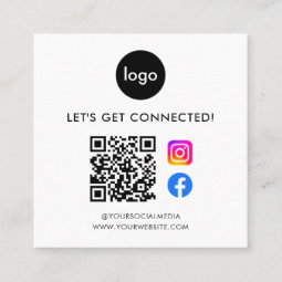 Modern Social Media QR Code Square Business Card | Zazzle