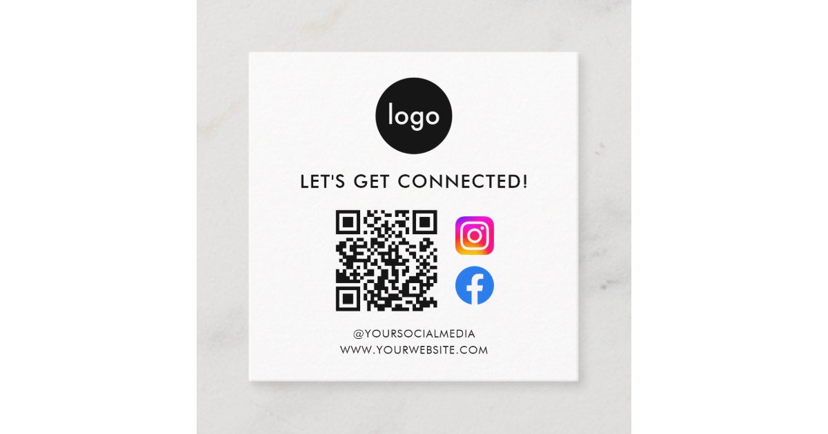 Modern Social Media QR Code Square Business Card | Zazzle
