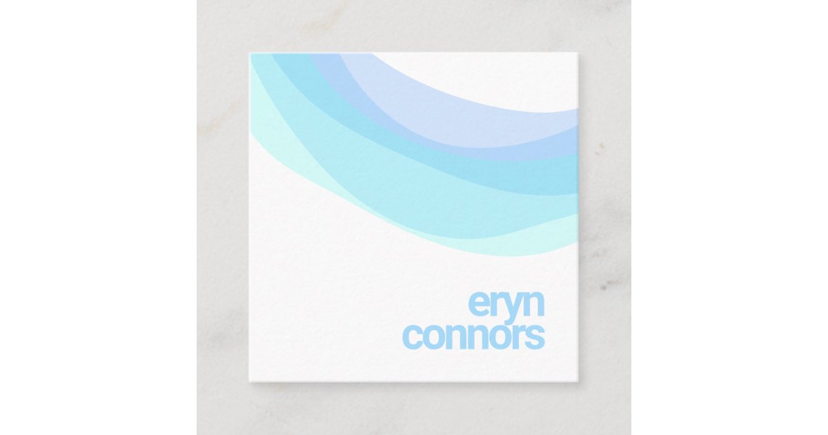 Modern Soft Blue Turquoise Waves Square Business Card | Zazzle