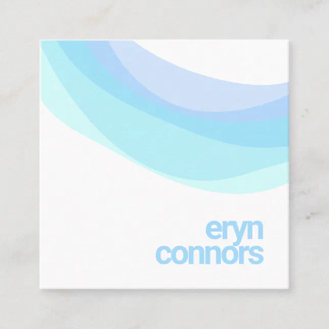 Modern Soft Blue Turquoise Waves Square Business Card | Zazzle