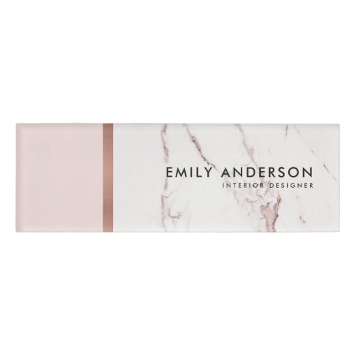 MODERN SOFT BLUSH PINK ROSE GOLD MARBLE TEXTURE NAME TAG | Zazzle