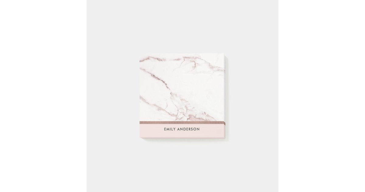 MODERN SOFT BLUSH PINK ROSE GOLD MARBLE TEXTURE POST-IT NOTES | Zazzle