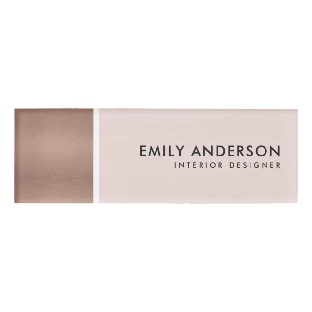MODERN SOFT BLUSH PINK ROSE GOLD SHIMMER TEXTURE NAME TAG | Zazzle