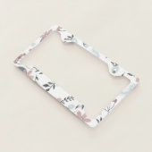 Modern soft pastels beige green floral pattern license plate frame | Zazzle