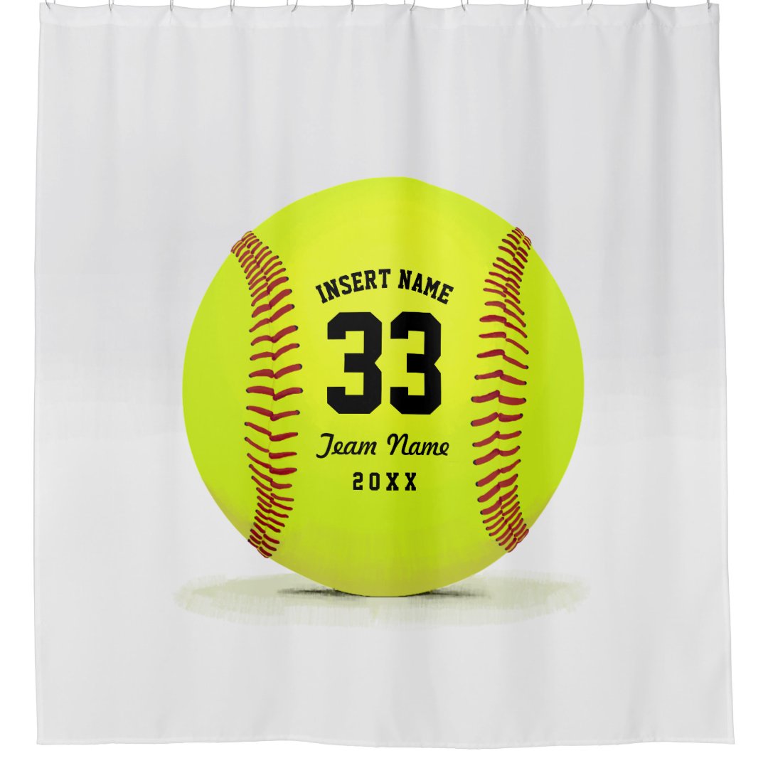 Modern Softball Team Shower Curtain | Zazzle