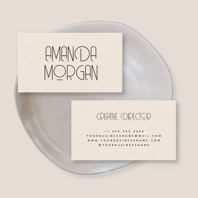 Modern solid beige minimalist professional business card | Zazzle