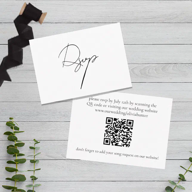 Modern Song Request QR Code RSVP Enclosure Card | Zazzle