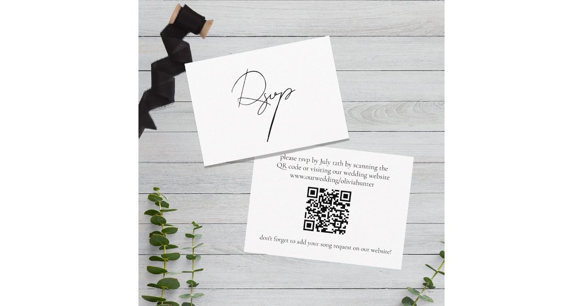 Modern Song Request QR Code RSVP Enclosure Card | Zazzle