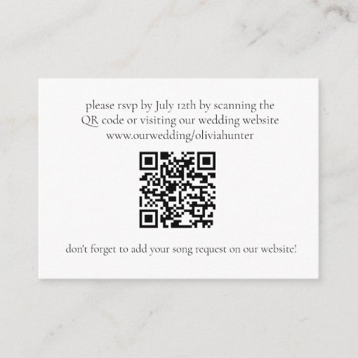Modern Song Request QR Code RSVP Enclosure Card | Zazzle