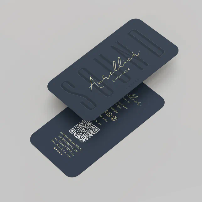 Modern Sound Engineer Audio Professional Dark Blue Business Card | Zazzle
