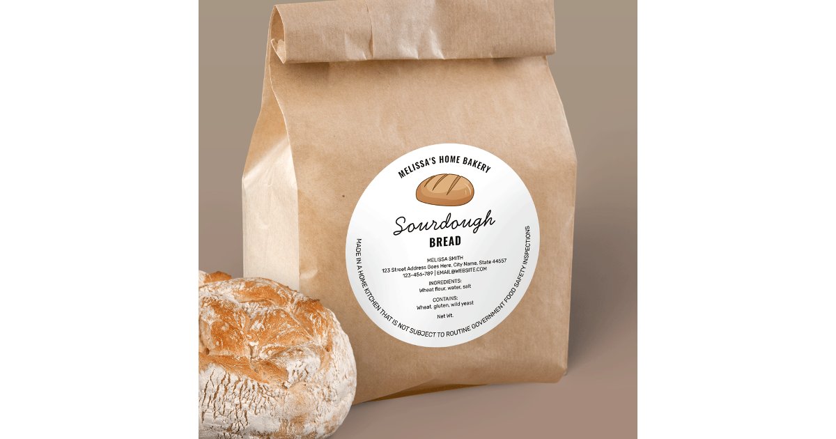 Modern Sourdough Bread Bakery Cottage Law Label | Zazzle