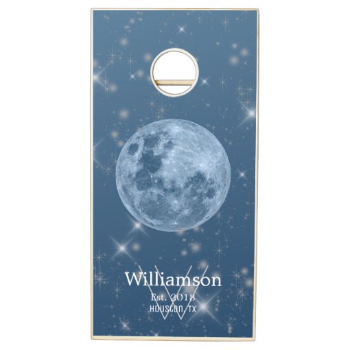 Modern Space Stars Full Moon Custom Cornhole Set | Zazzle