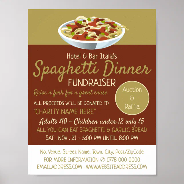 Modern Spaghetti Dinner Fundraiser Event Poster | Zazzle