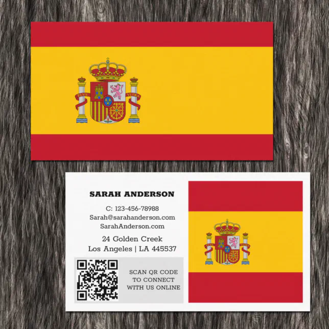Modern Spain, Business Card, Spanish Flag /QR Code Business Card | Zazzle