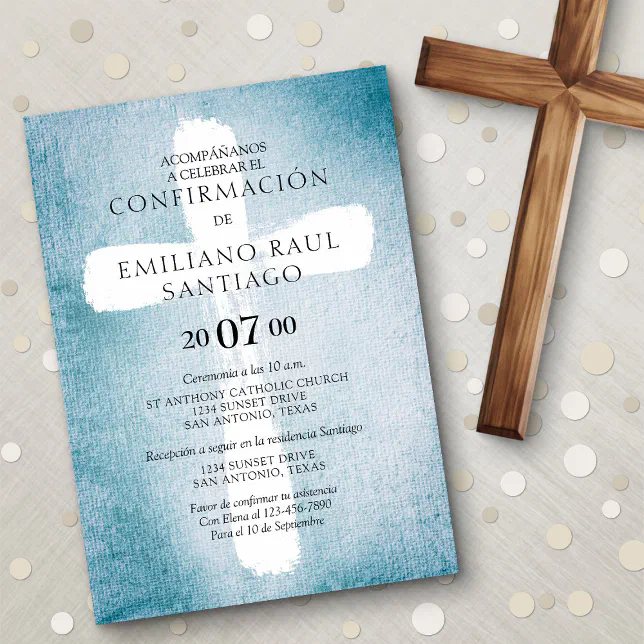 Modern Spanish Confirmation Invitation | Zazzle