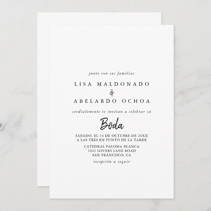 Modern Spanish Wedding Invitation | Zazzle