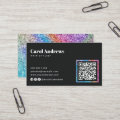 Modern Sparkle Black Hair Salon QR Code Business Card | Zazzle