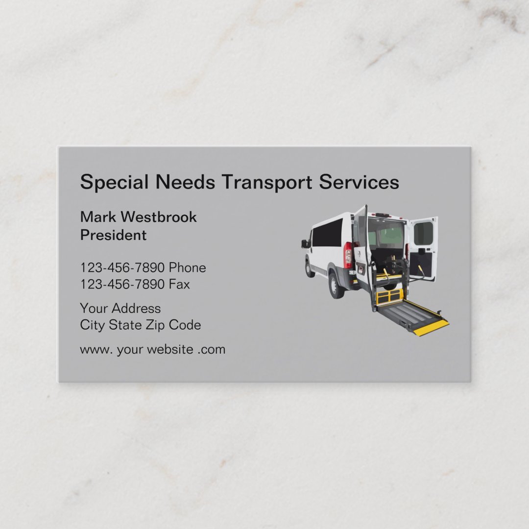 Modern Special Needs Wheelchair Transport Business Card | Zazzle