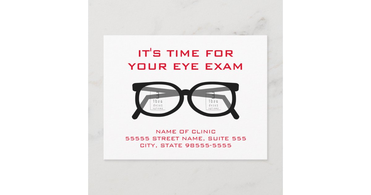 Modern Spectacles Eye Exam Appointment Reminder Postcard | Zazzle