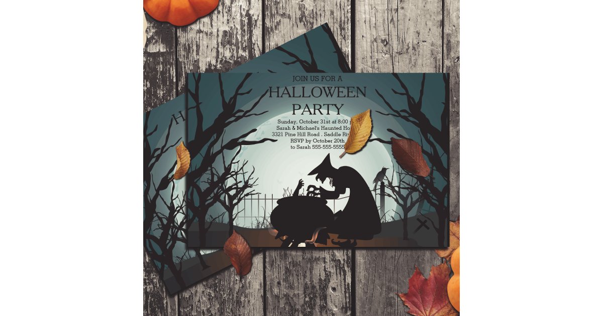 Modern Spooky Witch Halloween Party Invitation | Zazzle