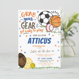 Modern Sports All Star birthday Party Invitation | Zazzle