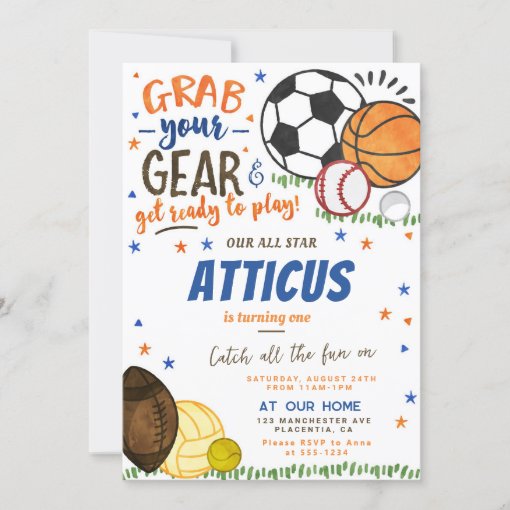 Modern Sports All Star birthday Party Invitation | Zazzle