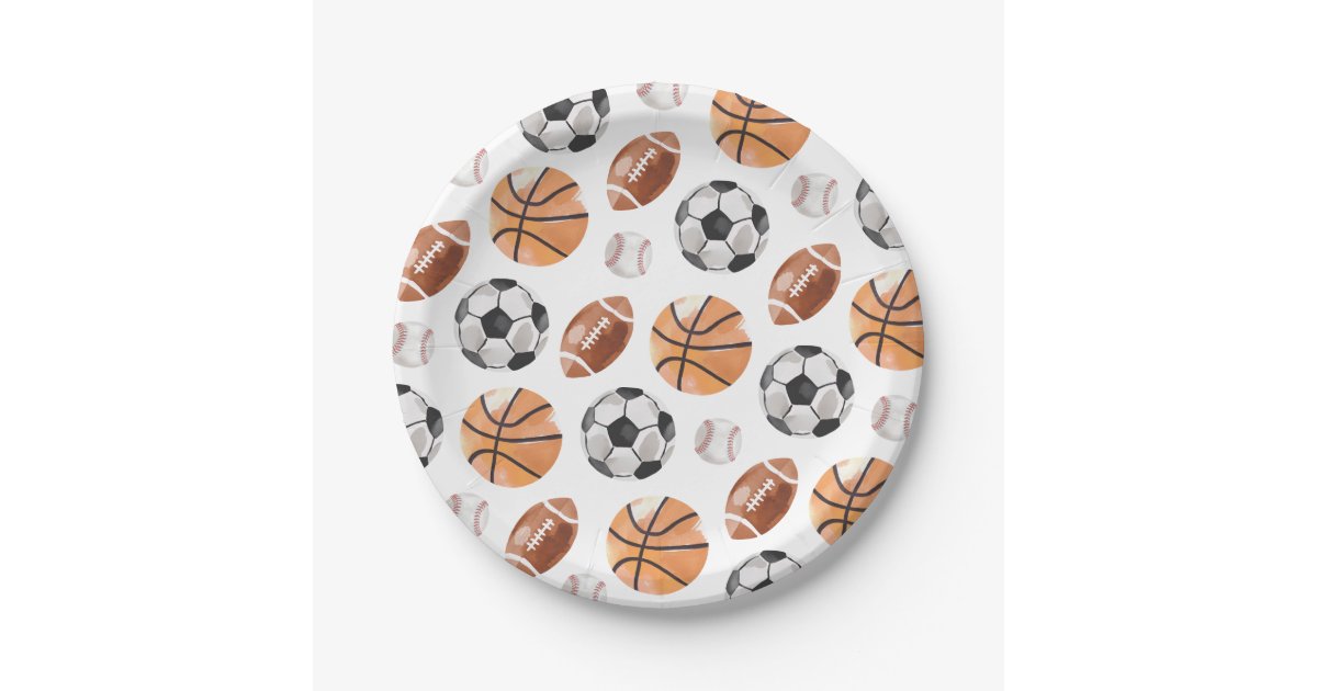 Modern Sports Birthday Party Paper Plates | Zazzle