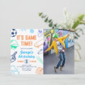 Modern Sports It's Game Time! Kids Birthday Photo Invitation | Zazzle