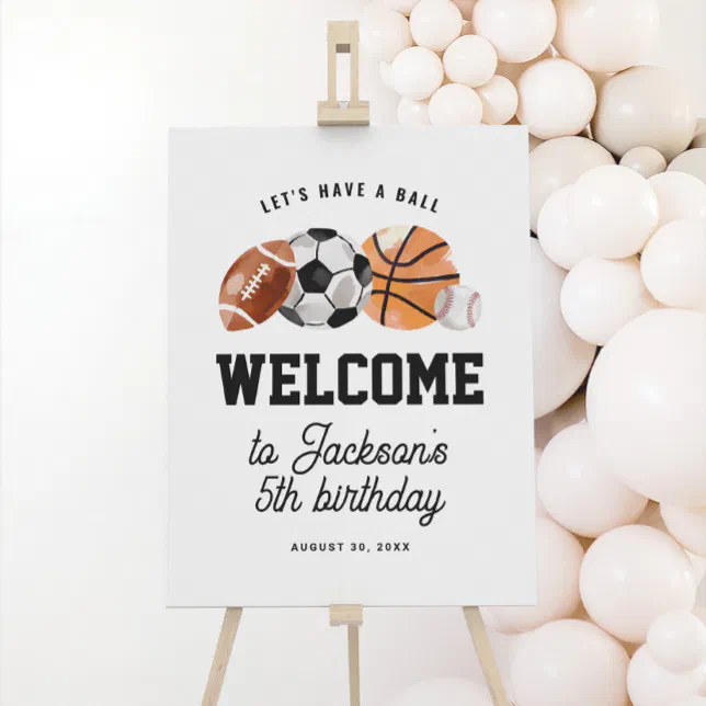 Modern Sports Kids Birthday Welcome Sign | Zazzle