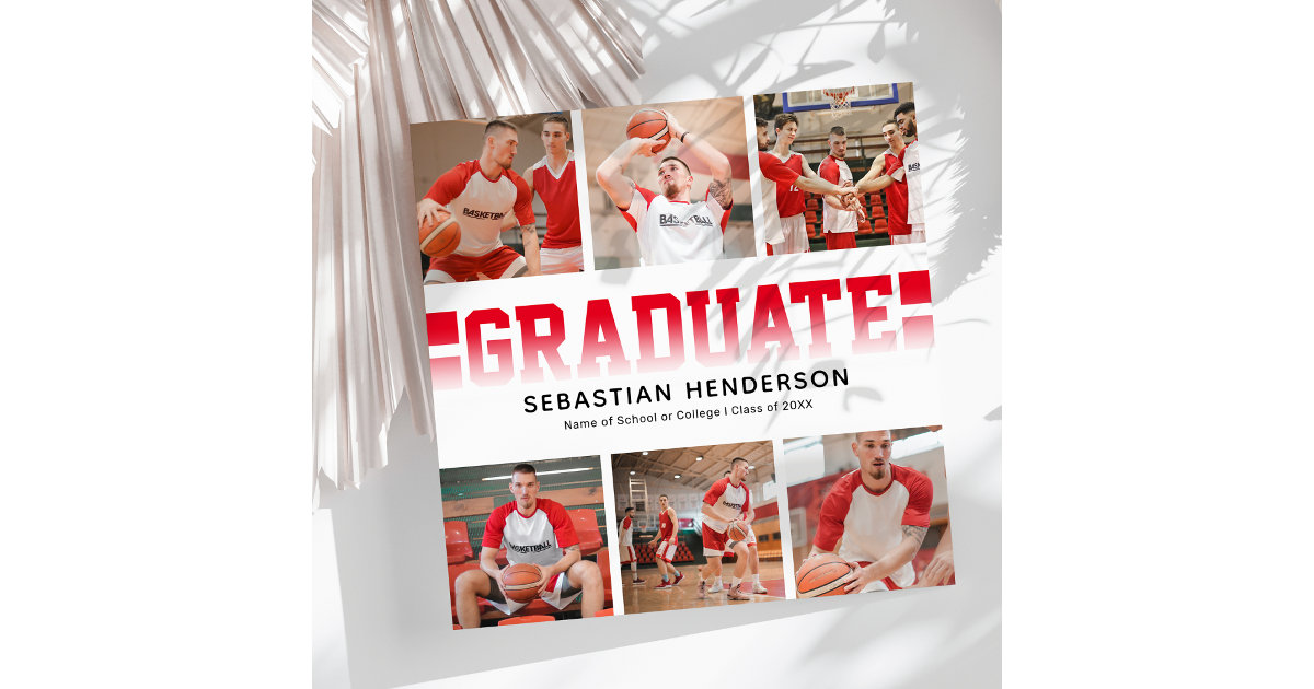 Modern Sports Photo Graduation Party Invitation | Zazzle