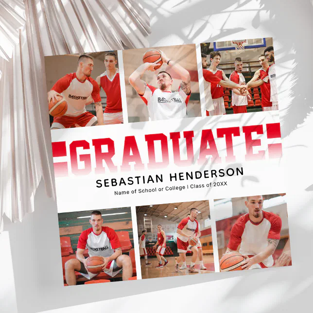 Modern Sports Photo Graduation Party Invitation | Zazzle