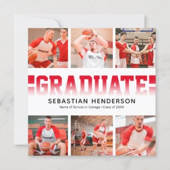 Modern Sports Photo Graduation Party Invitation | Zazzle