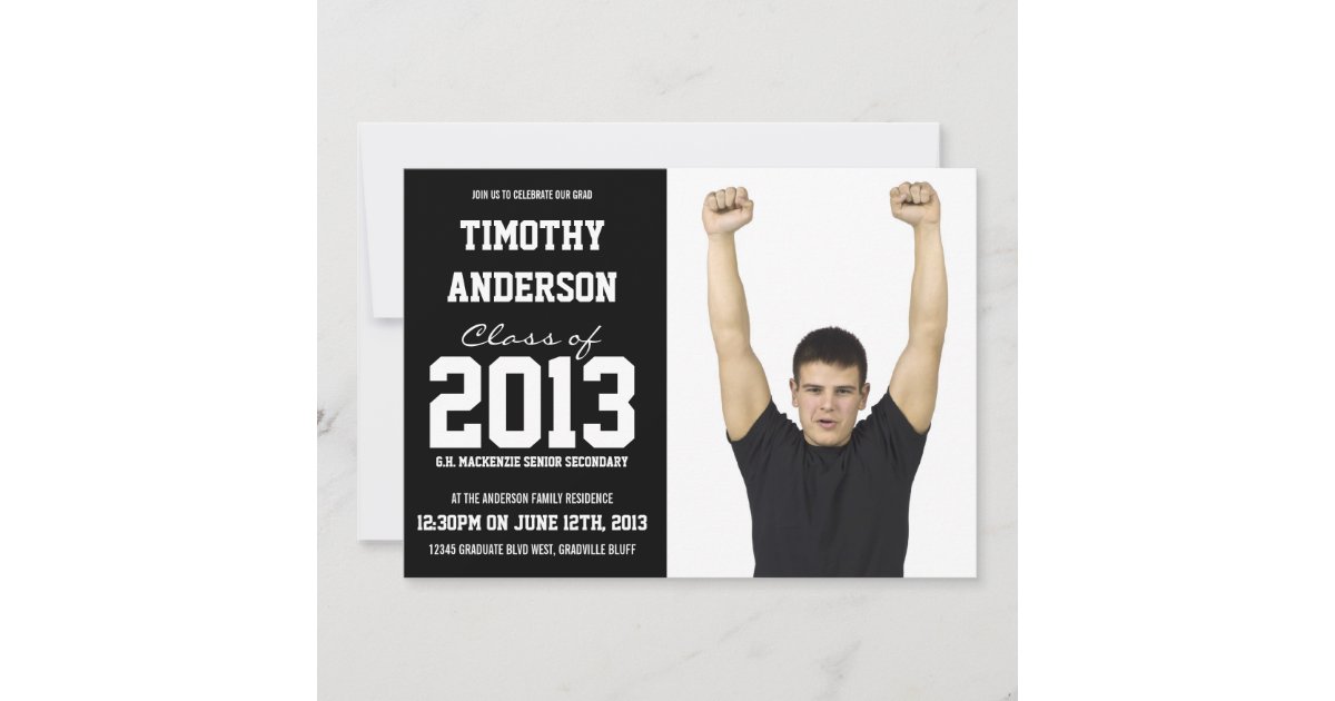 Modern Sports Theme Photo Graduation Party Invitation | Zazzle