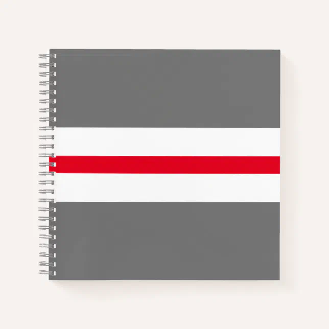 Modern Sporty Bright Red White Gray Racing Stripes Notebook | Zazzle