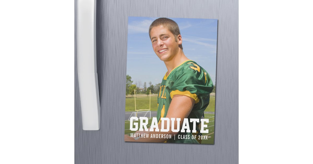 Modern Sporty Graduation Announcement Magnet Card | Zazzle