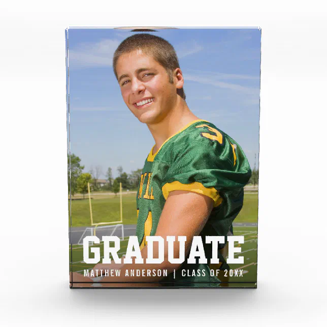 Modern Sporty Graduation Announcement Photo Block | Zazzle