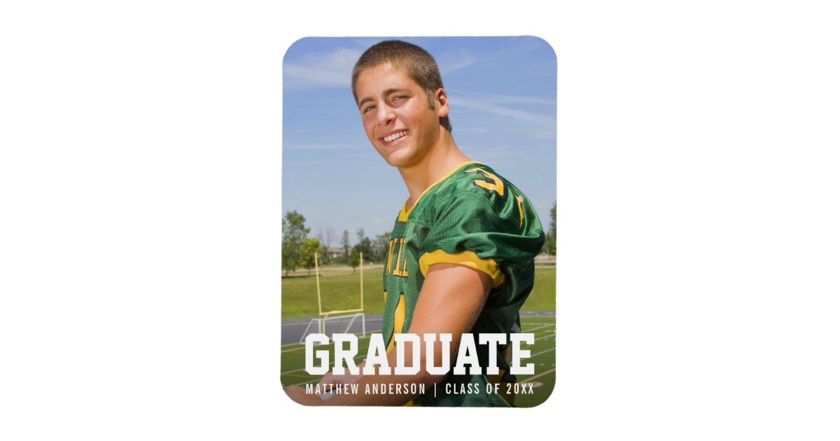 Modern Sporty Graduation Announcement Photo Magnet | Zazzle