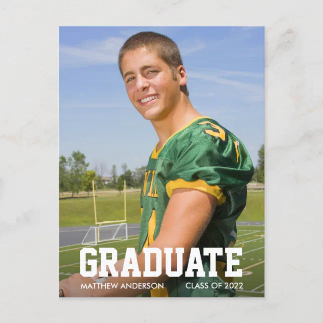 Modern Sporty Graduation Announcement Photo Postcard | Zazzle