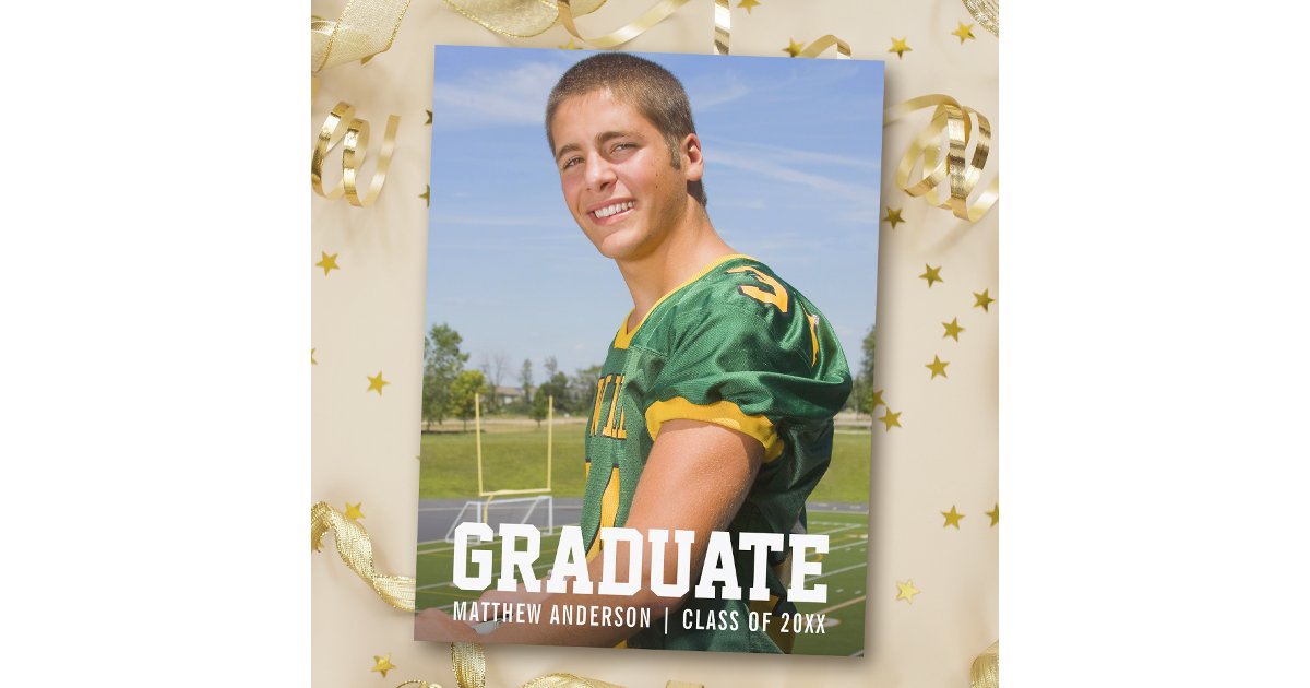 Modern Sporty Graduation Announcement Postcard | Zazzle