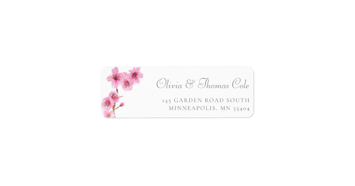 Modern Spring Cherry Blossom Pink Return Address Label | Zazzle